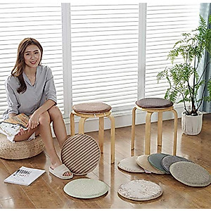 YUMUO Round Spong Seat Cushion,Comfort Breathable Dining Chair Cushions - Perfect for Kitchen Patio Furniture Garden Home S-Cotton Linen 30cmx30cm(11x11inch)