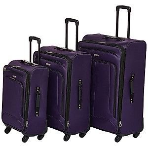 American Tourister Pop Max Softside Luggage with Spinner Wheels, Purple, 3-Piece Set (21/25/29)