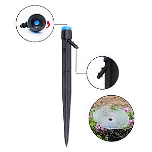 Lxcom Lighting 100 Pack Irrigation Drippers Micro Spray Adjustable Drip Emitters 360 Degree Full Circle Pattern Water Flow Irrigation Drippers System Parts Drip Irrigation for 4mm/7mm Tube