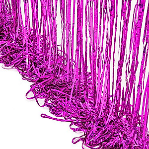 Hot Pink Tinsel Curtain Party Backdrop - GREATRIL Foil Fringe Curtain Photo Booth Streamers for Bachelorette Party Engagement Wedding Party New Years Eve Baby Shower Bridal Shower 2 PCS