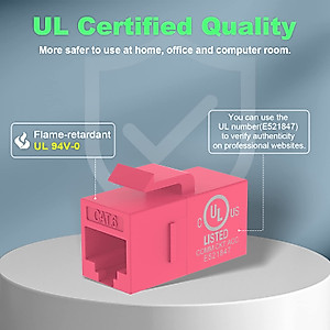 VCE CAT6 Keystone Coupler UL Listed 15-Pack, RJ45 Female to Female Insert Coupler UTP Ethernet Inline Coupler Blue+Red+Yellow