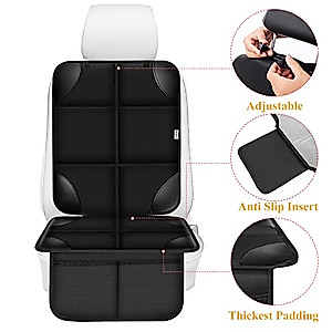 Meolsaek Car Seat Protector, Non-Slip Padded Backing Will Not Leave Imprint, Thickest Carseat Seat Protector for Child Car Seat 2 Pack for SUV, Sedan, Truck, Leather Car Seat (Black)