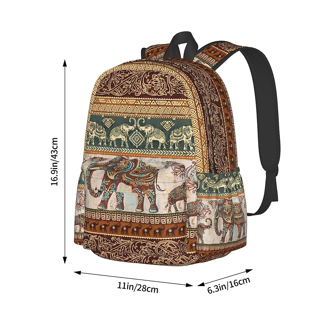 Nmbvcxz lotus elephants Backpack for Women 16.7 inch Travel Casual Laptop Backpack Lightweight Waterproof Durable Hiking Daypack