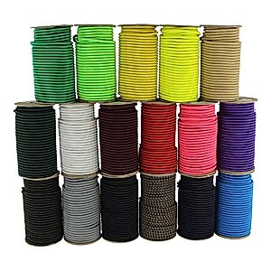 SGT KNOTS Marine Grade Bungee Cord - 100% Elastic Cord, Dacron Polyester Bungee Shock Cord for DIY, Tie Downs, Commercial Uses | 1/4" x 25 ft, Black