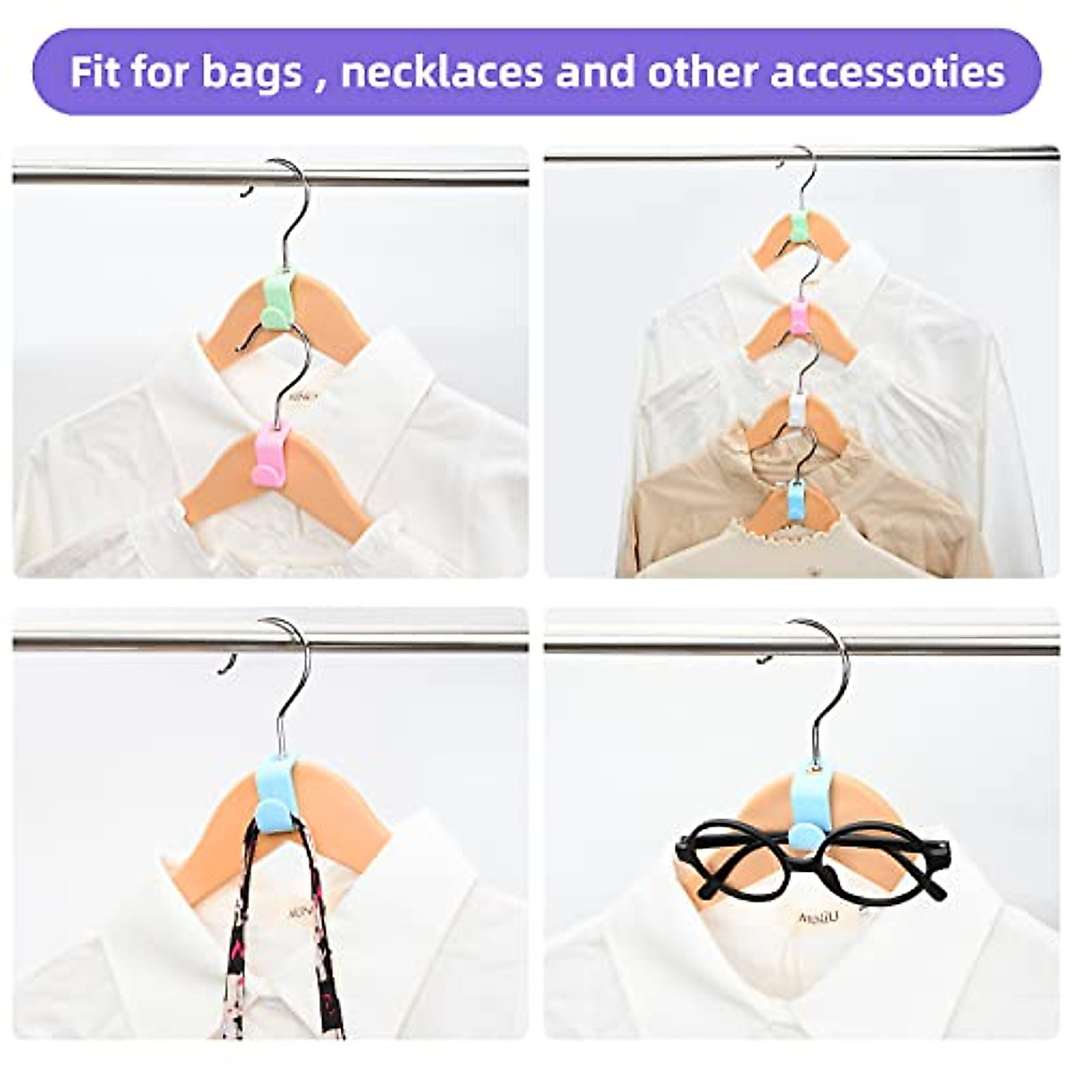 Diampure Clothes Hanger Connector Hooks, 40 PCS Hanger Extenders, Cascading Clothes Hangers, Space Saver for Wardrobe Clothes Closet (Mix Color)