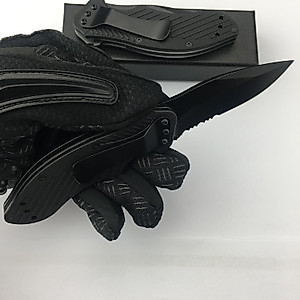 7.3-Inch Pocket Knife,Assisted Opening Folding Knife 8Cr13MoV Steel Blade and Filled Glass Nylon Handle with Pocket Clip for EDC (black)