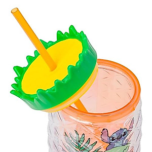 Silver Buffalo Disney Lilo and Stitch Greetings From Hawaii Featuring Scrump Pineapple Shaped Double Wall Tumbler, 16 Ounces