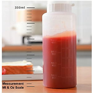 knc 4PCS 16OZ/450ml 5-Hole Plastic Squeeze Condiment Bottles, Leak Proof Refillable Condiment Container for Sauce Oil Vinegar Ketchup Mustard Salad Dressing Kitchen Accessories