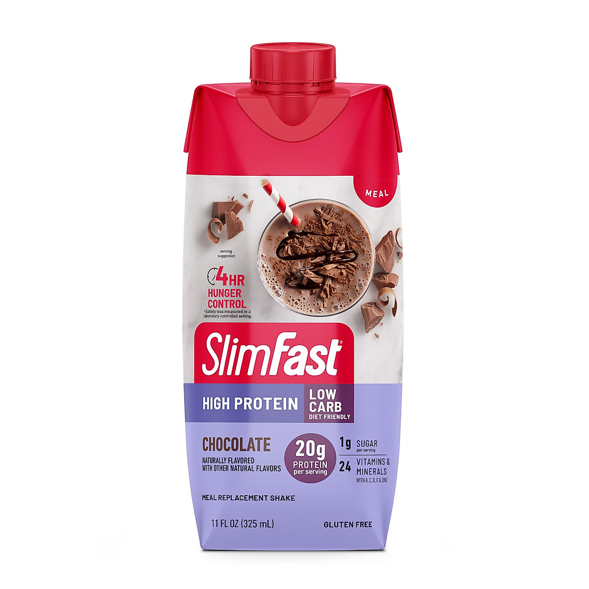 SlimFast Protein Shake, Chocolate- 20g Protein, Meal Replacement Shake Ready to Drink, High Protein with Low Carb and Low Sugar, 24 Vitamins and Minerals, 12 Count (Pack of 1) (Packaging May Vary)