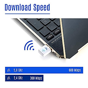 WiFi Nation® WiFi Dongle Mini 802.11ac AC600 USB WiFi Adapter, chipset: Realtek RTL8811AU, Dual Band 2.4GHz or 5GHz, Windows, MacOS, Linux Supported - White
