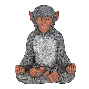mildahjoy Meditating Zen Yoga Monkey Garden Decorations Statues Indoor Outdoor Hand Painted Resin Animal Yoga Figurine in Zen Meditation Lotus Pose - 9 Inch Tall