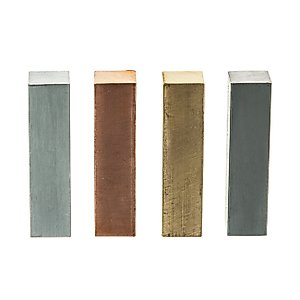 4pc Metal Block Set - Brass, Aluminum, Steel & Copper - 2" x 0.5" - for Density Investigation, Specific Gravity & Specific Heat Experiments - Eisco Labs