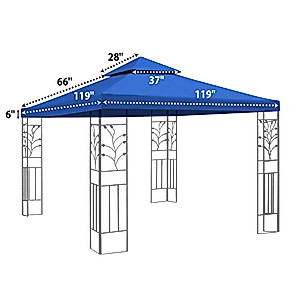 BenefitUSA Canopy ONLY Replacement 10'X10' Gazebo Canopy top Patio Pavilion Cover Sunshade plyester Double Tiers (Blue)