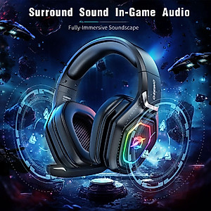 Ozeino 2.4GHz Wireless Gaming Headset with Microphone, 2.4G USB & Type C Transmitter - 30h Battery Life - RGB Lighting Gaming Headphones for PS5, PS4, PC, Phone