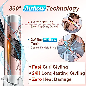 Hair Straightener and Curler 2 in 1: NOVIIML Curling Iron with 360° Airflow Styler Tech, 1 inch Professional Flat Iron with Tourmaline Ceramic, Straightening Iron with 5 Temp Settings Dual Voltage