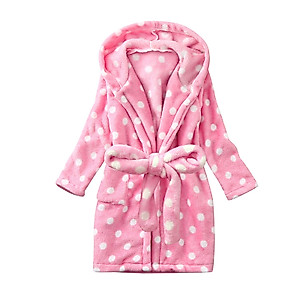 Toddler Baby Boys Girls Hooded Thick Warm Flannel Bathrobe Night-robe Pajamas Newborn Baby Girl (Pink, 4-5 Years)