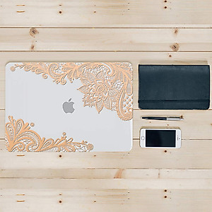 TeDaWen for MacBook Air 13-inch 2020 Protective case, MacBook Air 13-inch A2337 M1 A2179 A1932 with Retina, Bronzing Laptop case and Keyboard Cover, Transparent Rose Gold lace 2
