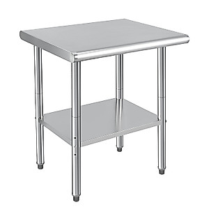 Stainless Steel Table for Prep & Work 24 x 30 Inches, Commercial Workstations Metal Kitchen Prep Table with Adjustable Undershelf for Restaurant, Home and Hotel