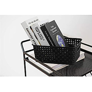 Asking Black Plastic Weave Storage Baskets, Set of 6