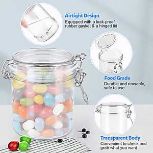 2 Pack 500ml/17oz Plastic Storage Jars Clear Wide Mouth Canning Jar Empty Sealed Bottle Container with Airtight Lid for Food Storage Liquid Powder Herbs Coffee Sugar Nuts Cosmetic