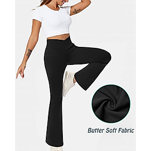 SOFITNIYA High Waisted Flare Leggings Crossover Bootcut Yoga Pants with Pockets for Women