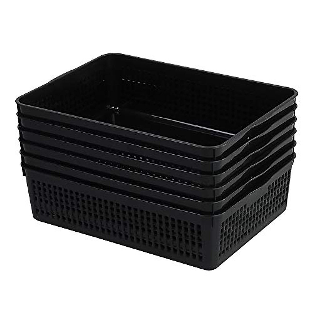 Pekky Black Plastic Basket Tray, A4 Paper Baskets, 6 Packs, R
