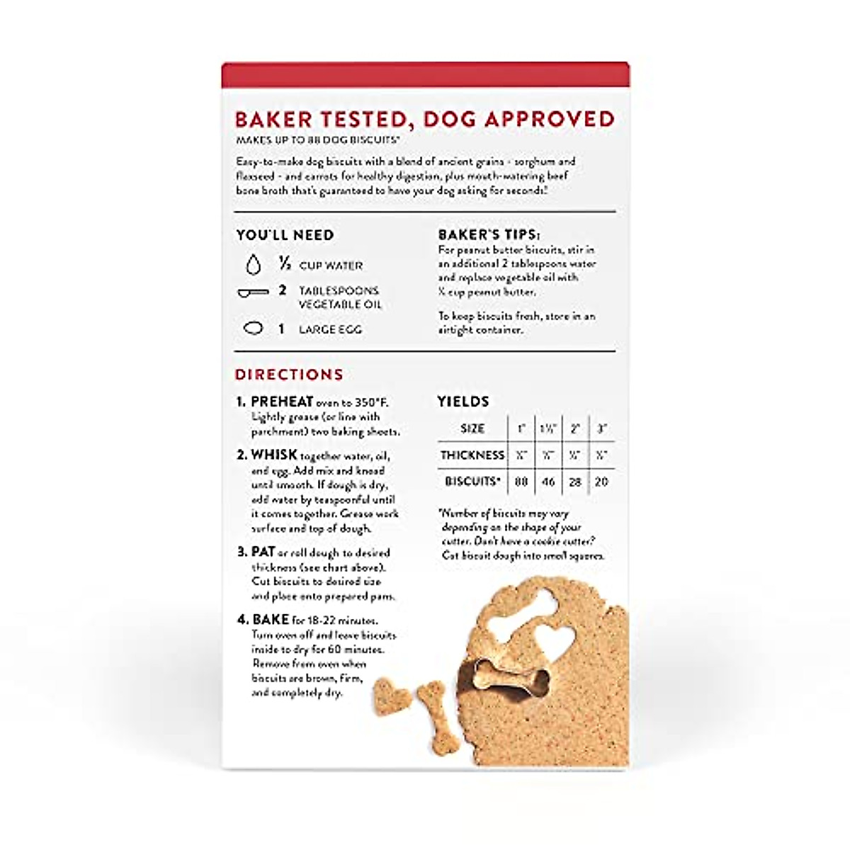 King Arthur Baking Company Dog Biscuit Mix, Beef Bone Broth & Carrot, Homemade Dog Treats, 12oz