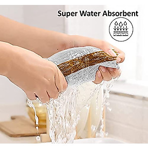 RUVANTI 100% Cotton Kitchen Towels Jacquard, Dish Towels for Kitchen, Washable Dish Cloths, Soft Tea Towels, Super Absorbent for Cleaning, Dishcloths for Quick Drying, 16x26, 12 Pack – Brown & White