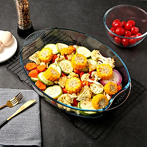 NUTRIUPS 2.6 Quart Oval Deep Glass Baking Dish for Oven, Tempered Glass Bakeware, Oval Glass Baking Pan Bakeware for Cooking