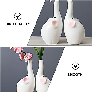 BESPORTBLE Cartoon Elephant Vase Flower White Pot Ceramics Flower Pot Ceramics Ornament Ceramics Vase Indoor Vase Adornment White Vase Cartoon Vase Ornament Elephant Adornment