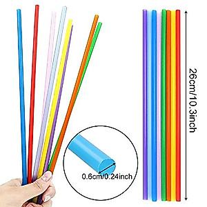 Tomnk 300pcs 10.3 Inches Disposable Drinking Straws Plastic Straws Extra Long Assorted Bright Colors