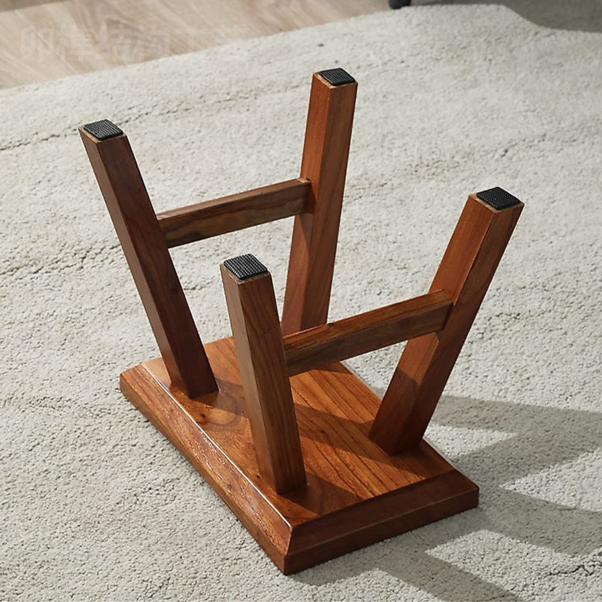 XDSTOOL Wooden Step Stool for Kids Adults Seat Chair Dancing Foot Stool 12 inch Plant Stand Top Curved Wood Stool