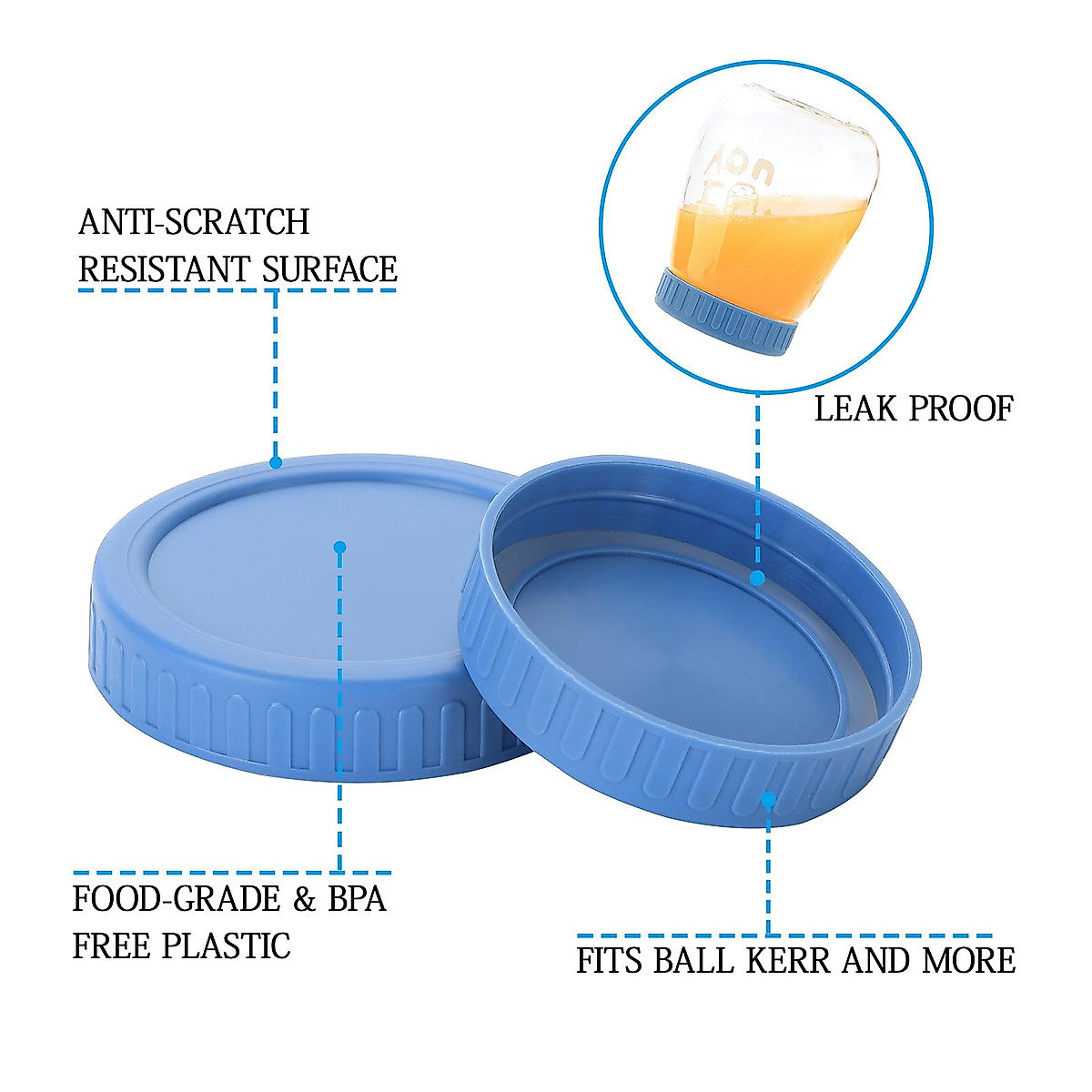 12PCS Colored Plastic Mason Jar Lids with Sealing Rings -Regular Mouth and Wide Mouth Jar Lids,Storage Caps for Canning Jars and More -Leak-Proof&100% Sealing