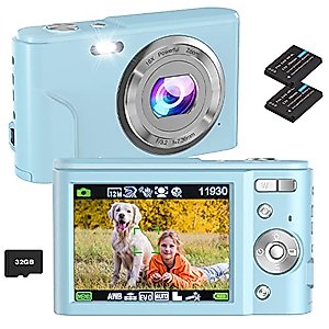 Digital Camera, Bofypoo Autofocus Kids Vlogging Camera FHD 1080P 48MP with 32GB Memory Card, 16X Zoom Point and Shoot Digital Camera, Compact Camera for Teens,Beginners