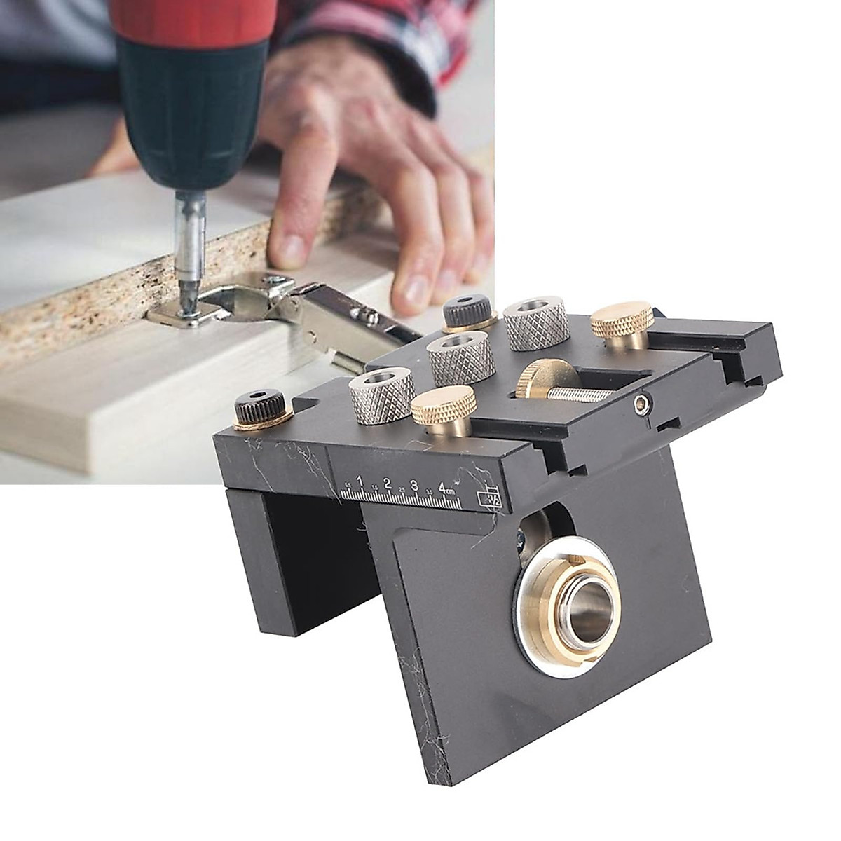 3-in-1 Pocket Hole Jig Kit, Woodworking Doweling Jig Set with Clear Scale, Dowel Drill Guide Kit for Puncher Locator Carpentry Woodwork