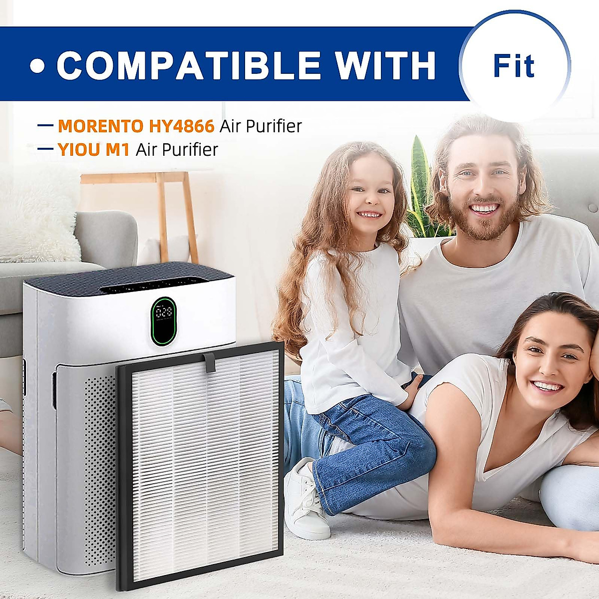 HY4866 Air Purifier Replacement Filter Compatible with MORENTO HY4866 and YIOU M1 Air Purifier - 2 Pack Premium H13 True HEPA Filters + 10 Pack Pre-Filters (Enhanced Version)