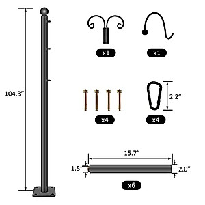 Sun Shade Sail Poles Can Be Used to Hang Shade Canvas, Holiday Lights, Canopy Awning, Flags Length After Assembly is 265 cm / 104.33 inch