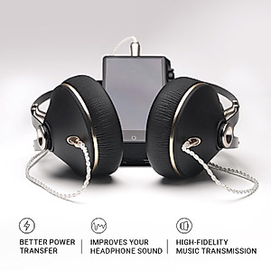 MEZE AUDIO | 99 Series Silver Plated Upgrade Balanced Cable 4.4mm Jack | Headphones HiFi Cable Replacement 4.4mm Male to Dual TS Mono 3.5mm Male Connector Plug | Cable Length 1.2m/3.9ft