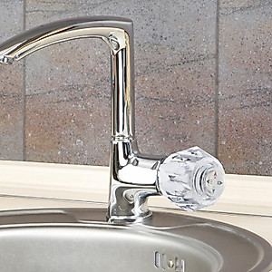 Shower Knob Replacement, Clear Hot and Cold Bathtub Faucet Handles with Button Bathroom Faucet Knobs Replacement Compatible with Delta Foundation/Peerless Classic