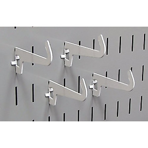 Wall Control Pegboard 3-1/2in Reach Curved Tip Slotted Hook Pack - Slotted Metal Pegboard Hooks for Wall Control Pegboard and Slotted Tool Board – White