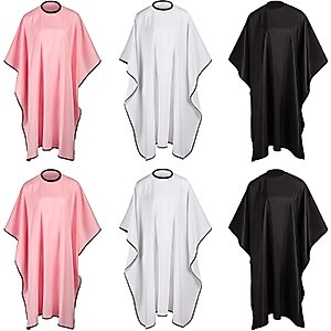 JenPen 6 Pcs Waterproof Hair Styling Cape Salon Barber Cape Hairdresser Haircuting Cape Adjustable, 47" x 59"(Black, White, Pink)