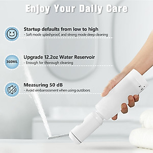 Portable Bidet for Travel, 12.2oz/360ml Travel Bidet, IPX6 Waterproof & Handheld, Rechargeable Electric Bidet for Personal Hygiene Cleaning, Soothing Postpartum,Hemorrhoid and Perineal Care