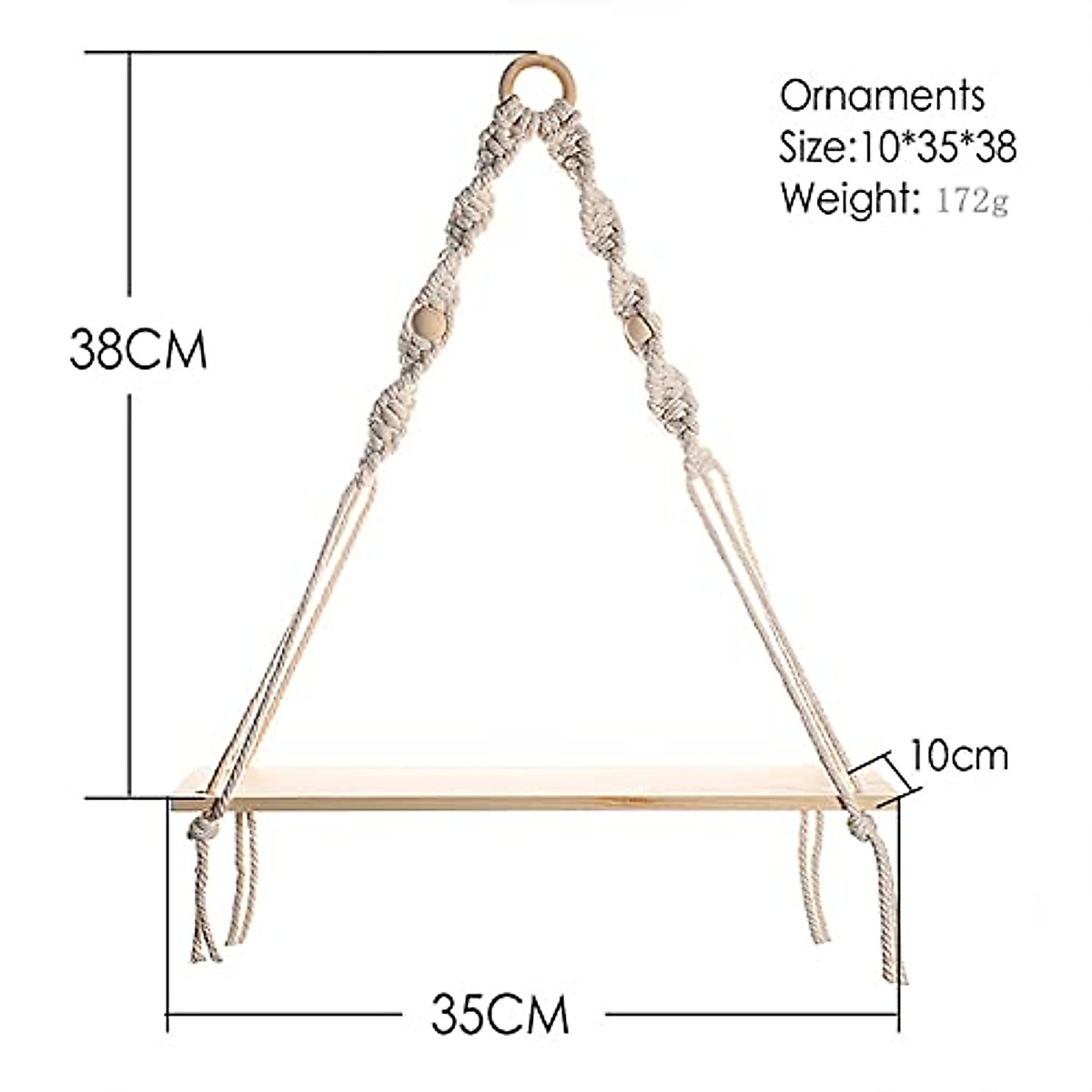 LIZHOUMIL Macrame Wall Hanging Shelf,Boho Floating Shelves,Macrame Hanging Plant Shelf Boho,Handmade Rustic Hanger Planter Rack Flower Pot Stand Holder for Bedroom,Bathroom,Living Room