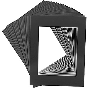 Studio 500 Pack of 25 Black Pre-Cut Picture Mat 5x7 inches for 4x6 Photo White Core Bevel Cut Mattes Sets + Backing Board + Clear Plastic Bags (Pack of 25 Black 5x7 Complete Set)