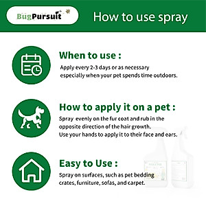 BugPursuit 24oz Flea &Tick Spray, Flea and Tick Prevention for Dogs, Cats, Non-Toxic, Safe for Pets & Kids, Flea and Tick Spray for Home, Killer Flea, Tick, Lice, 100% USDA Biobased, Made in USA