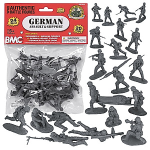 BMC CTS WW2 German Assault & Medics Plastic Army Men - 24pc Gray Soldier Figures