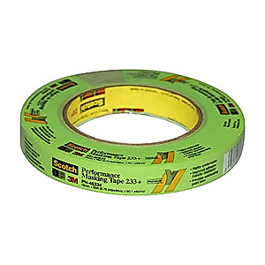 Scotch Performance Masking Tape 233+, 46334, Flexible, Moisture Resistant, Green Color, 18 mm x 55 mm, Automotive Masking Tape