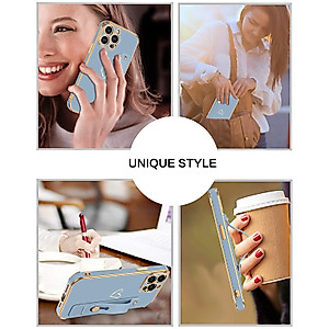 BENTOBEN for iPhone 13 Pro Max Phone Case, Cute Heart Adjustable Strap Wristband Kickstand Holder Shockproof Protective Soft TPU Luxury Plating Raised Trim Girls Women iPhone 13 Pro Max Case, Gray