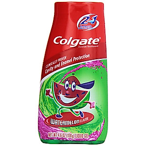 Colg 2n1 Watermelon Paste Size 4.6 O Colgate Kids Watermelon 2-in-1 Toothpaste & Mouthwash