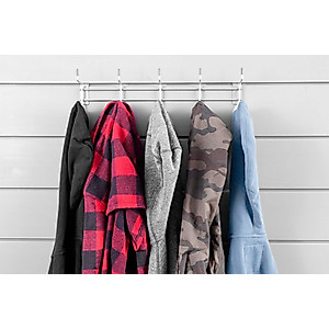 Crownwall Heavy Duty Steel Coat Hooks Bracket with 10 Pegs, Compatible Slat Wall Storage Organizer (2 Pack)